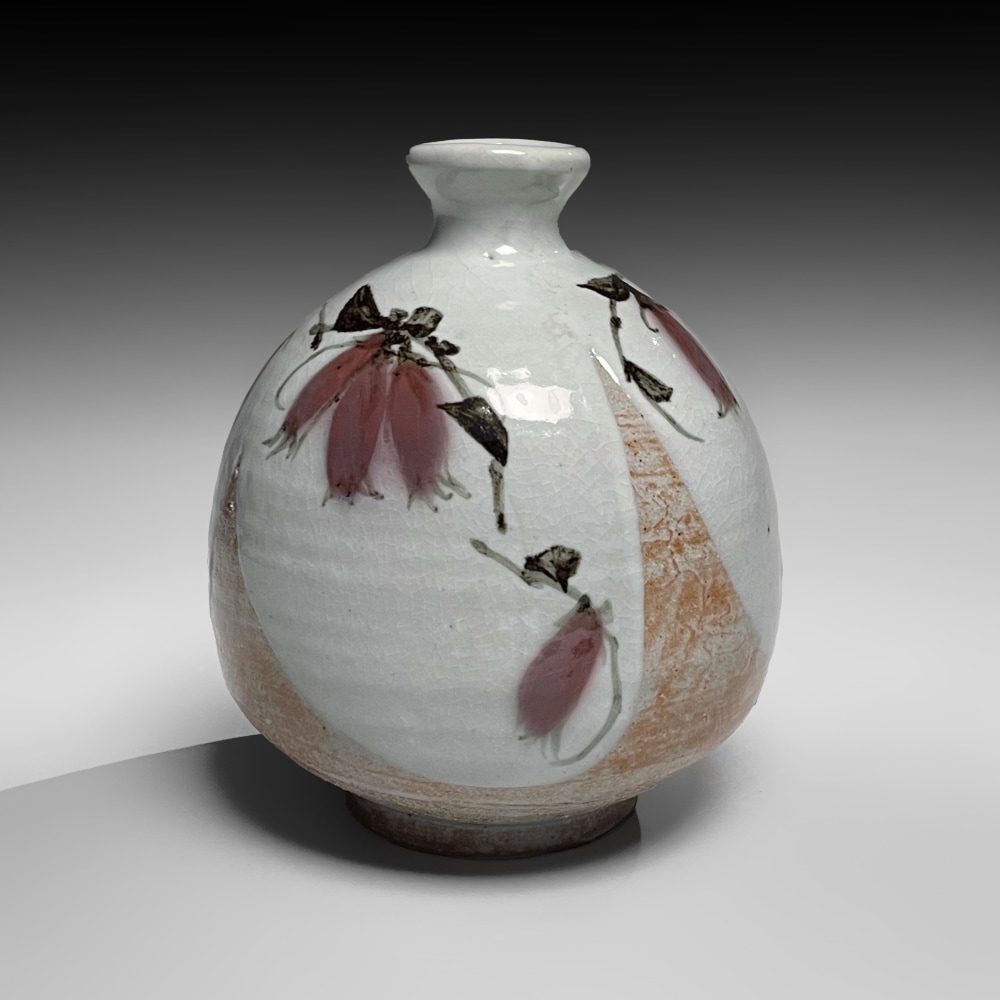 Tamura Kōichi - Round vase with narrow neck, flared mouth, and ...