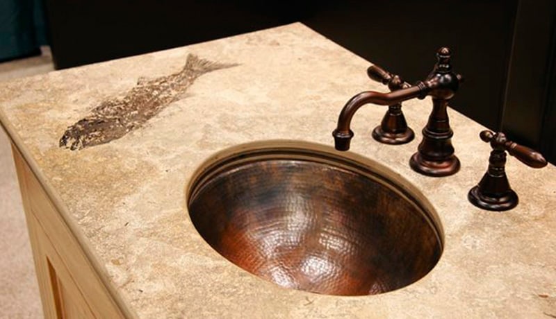 Fossil Shower Walls & Fossil Vanity Tops - - Custom Interiors - Natural ...