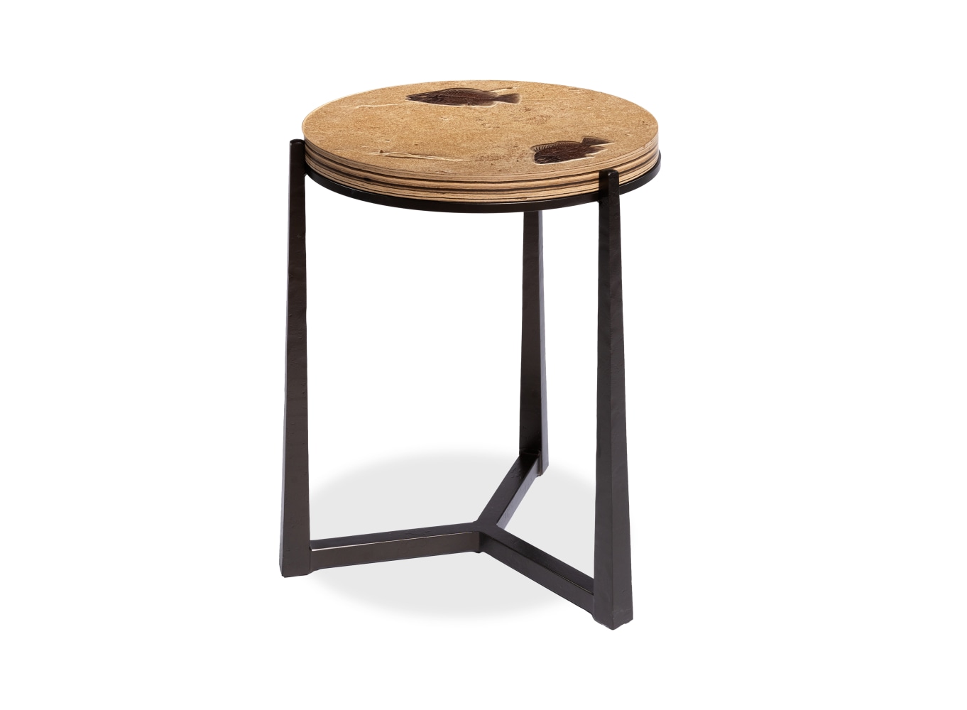 16" Round Fossil Drink Table 9305t - A 16' round table containing two ...