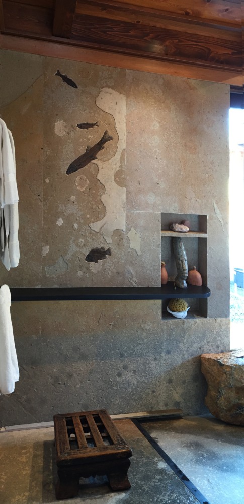 Fossil Shower Walls & Fossil Vanity Tops - - Custom Interiors - Natural ...