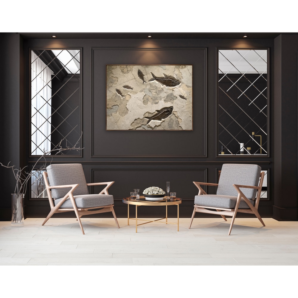 Fossil Fish Mural 7009cm - A horizontal Collector-size fossil fish ...