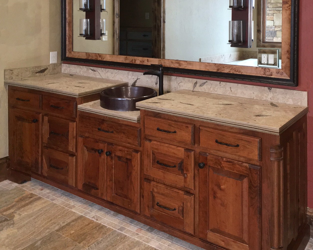 Fossil Shower Walls & Fossil Vanity Tops - - Custom Interiors - Natural ...