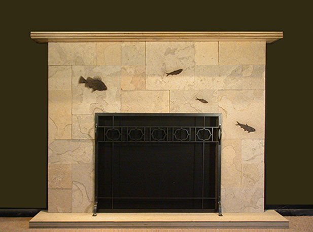 Fossil Stone Fireplace - - Custom Interiors - Natural Fossil Art and Design