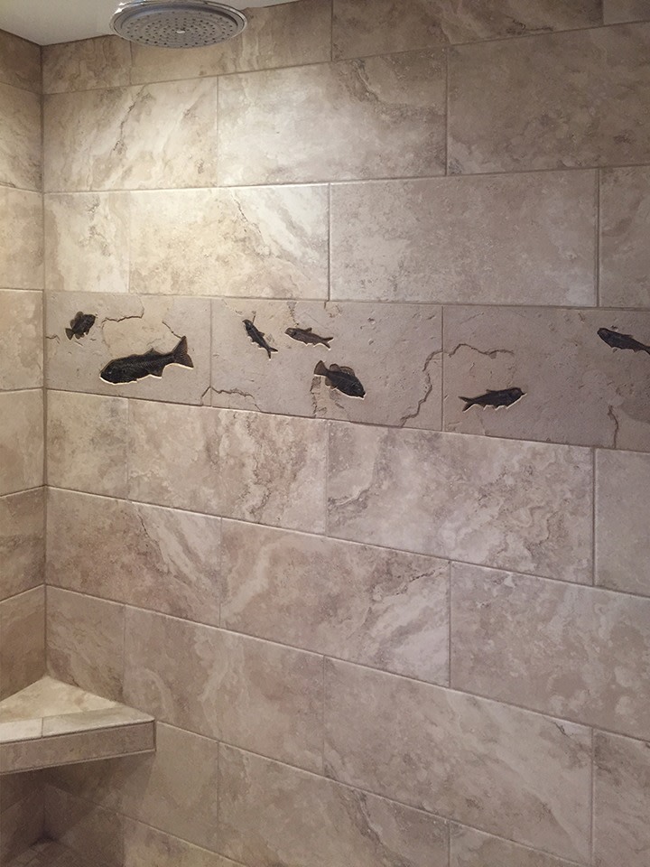 Fossil Shower Walls & Fossil Vanity Tops - - Custom Interiors - Natural ...