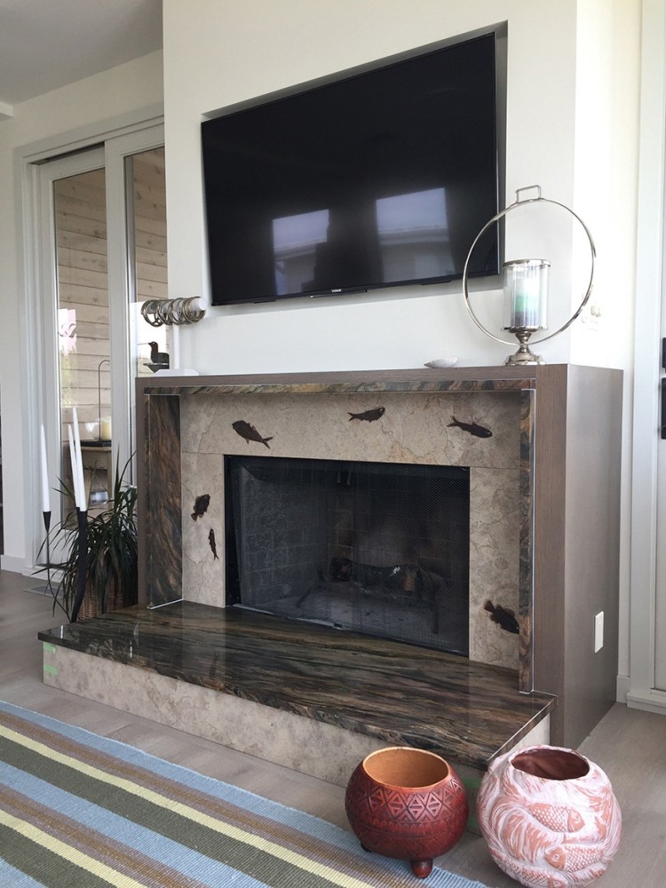 Fossil Stone Fireplace - - Custom Interiors - Natural Fossil Art and Design