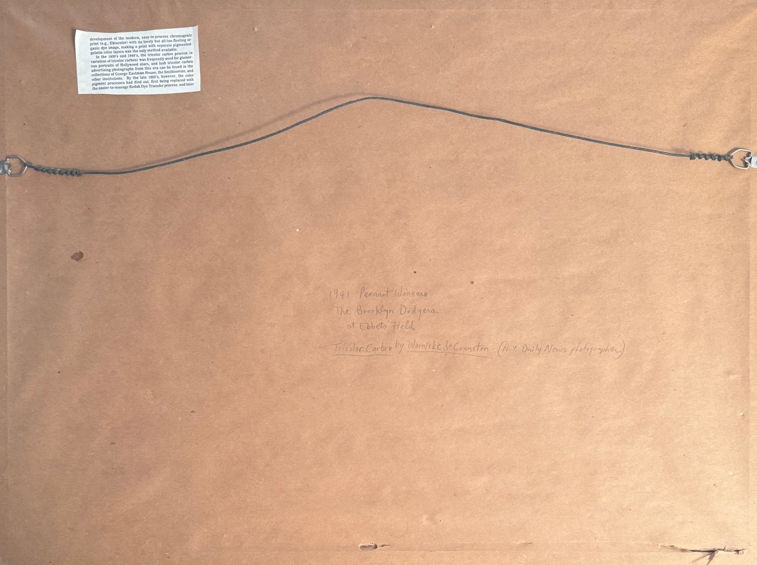 BROOKLYN DODGERS 1941 RARE CARBRO COLOR PRINT BY HARRY WARNECKE - An ...