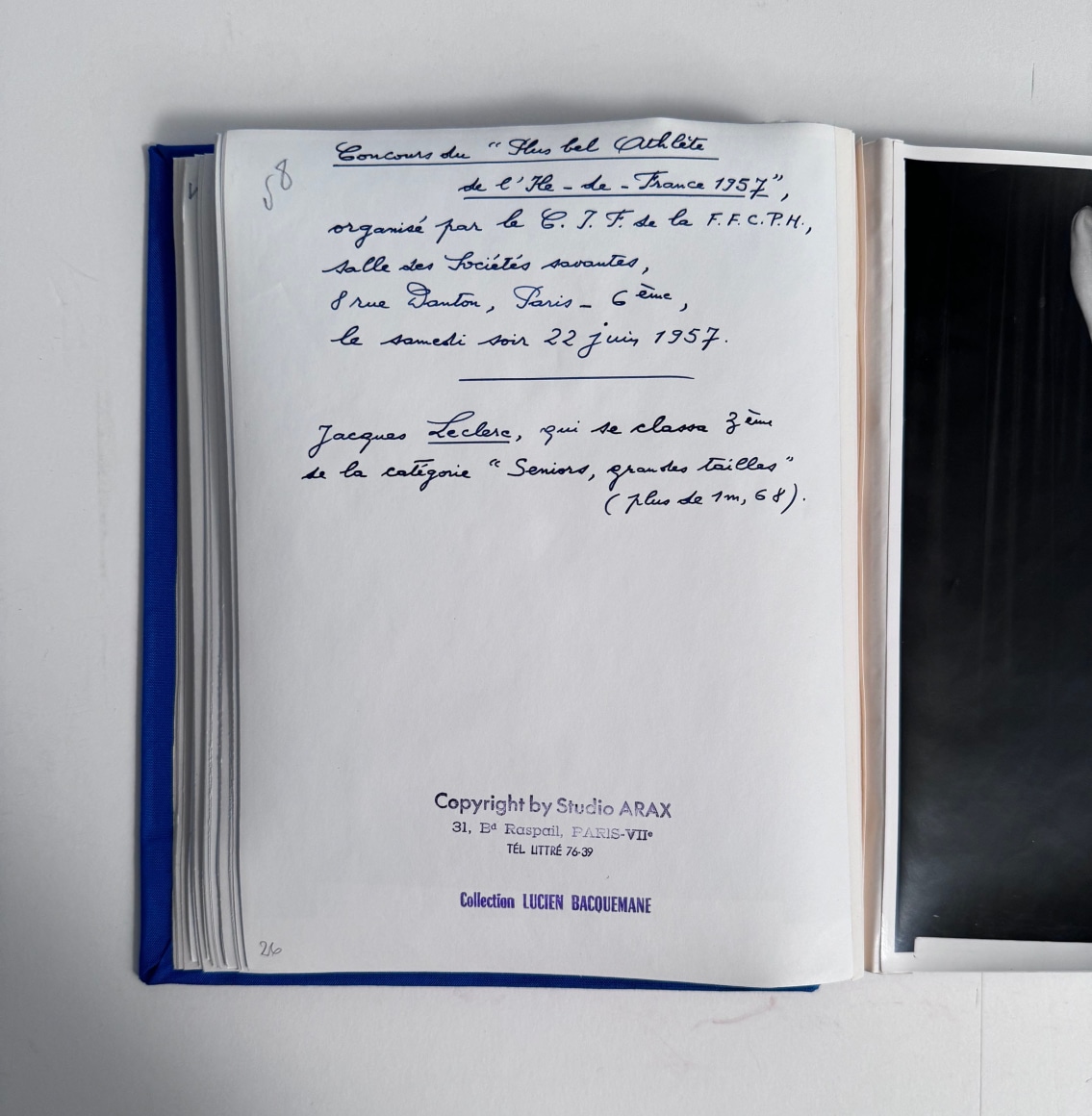 JACQUES LECLERC ALBUM 1955-1957 - A blue cloth bound volume containing ...