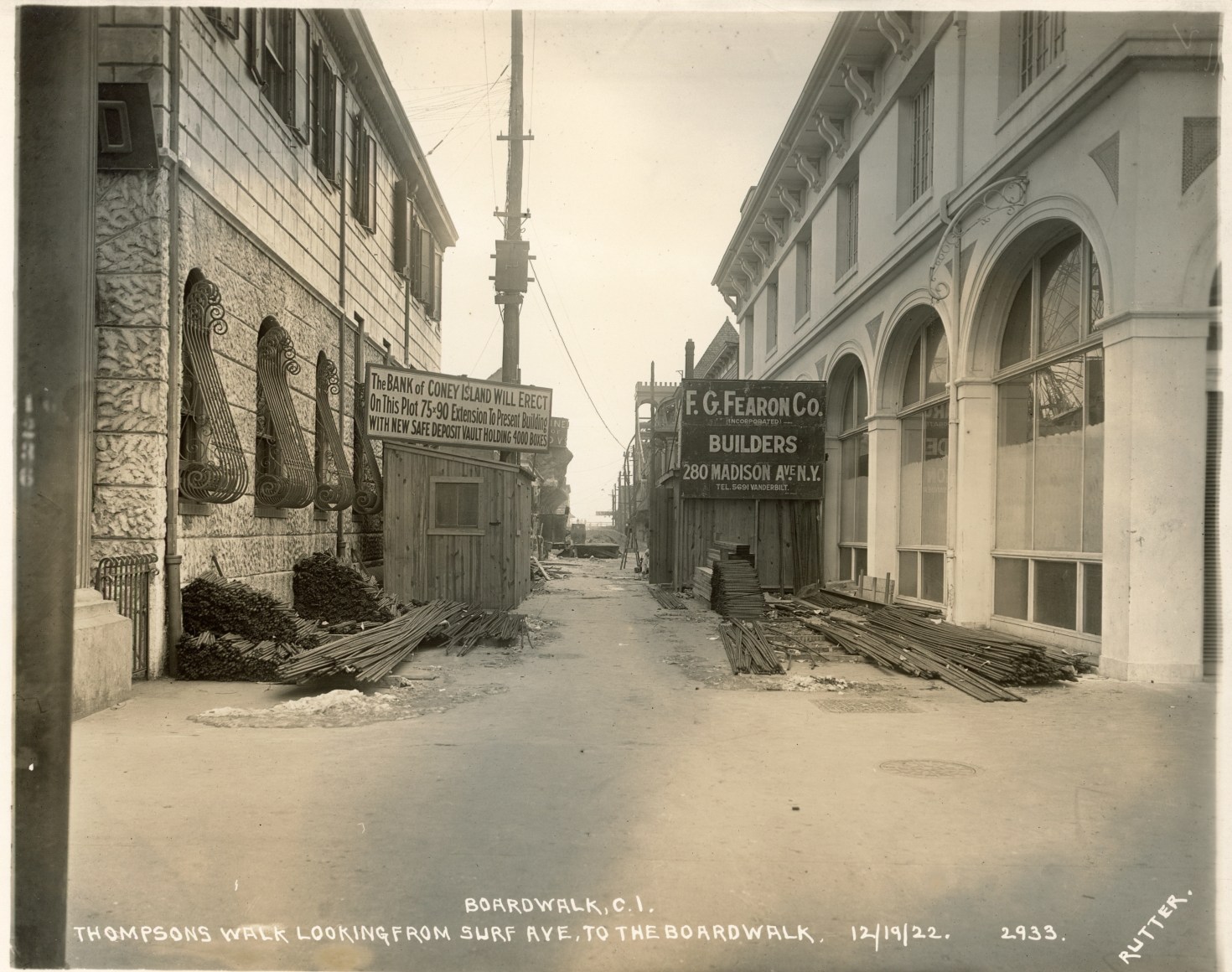 EDWARD RUTTER PHOTOS OF CONSTRUCTION OF CONEY ISLAND BOARDWALK 1921 ...