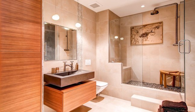 Fossil Shower Walls & Fossil Vanity Tops - - Custom Interiors - Natural ...