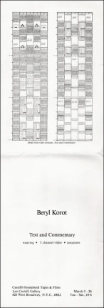 Beryl Korot - Text and Commentary - Exhibitions - Castelli Gallery